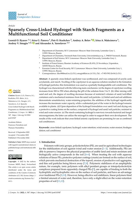 pdf sparsely cross linked hydrogel with starch fragments as a