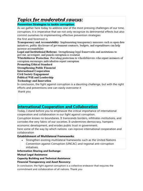 Topics For Moderated Caucus Pdf