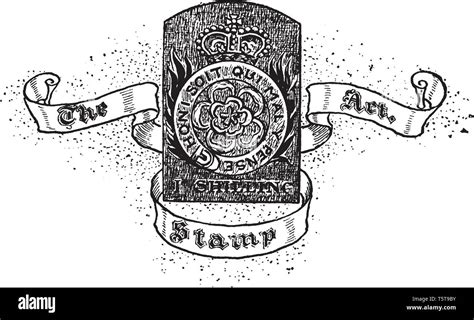 A Seal Representing The Stamp Act Vintage Line Drawing Or Engraving