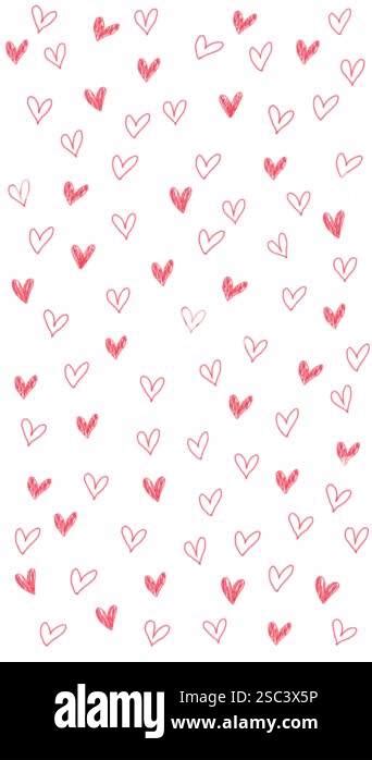 Loop Animated Pattern With Hand Drawn Cute Hearts Doodle Hearts Wallpaper Punk Or Grunge Style