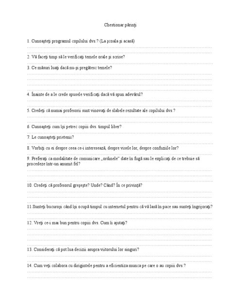 Chestionar Parinti Pdf