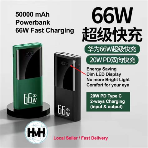66w 50000mah Pd Type C To Type C Super Fast Charger Power Bank Black