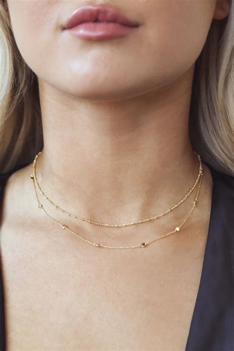 14kt Gold Necklace Layered Necklace Choker Necklace Lulus