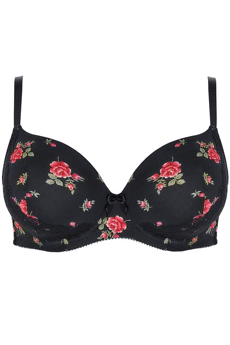 Parfait Black And Multi Floral Print Underwired Casey Bra With Moulded Cups