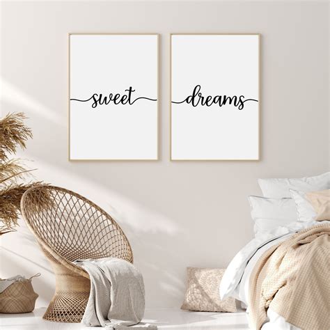 Sweet Dreams Printable Art Set Of 2 Wall Art Couple Bedroom Etsy