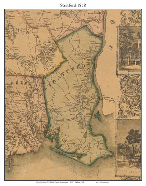 Stratford Connecticut 1858 Fairfield Co Old Map Custom Print Old Maps