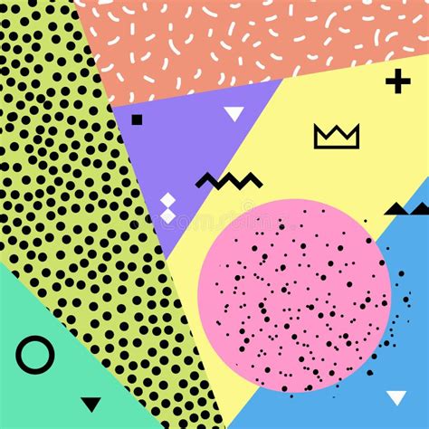 Trendy Style Background With Retro Style Texture Pattern And Geometric Elements Stock Vector