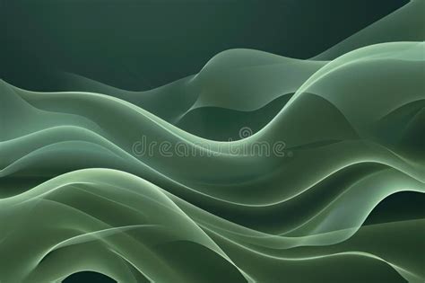 Abstract Green Waves Forming Flowing Texture With Soft Gradient Hues