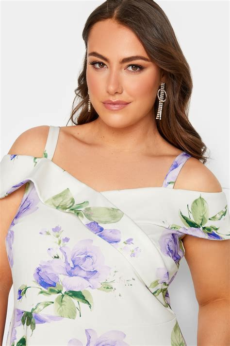 Yours London Plus Size White Floral Bardot Midi Dress Yours Clothing