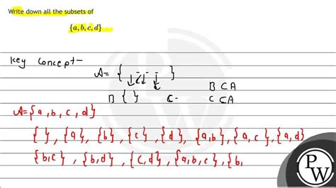 write down all the subsets of [ {a b c d } ] youtube