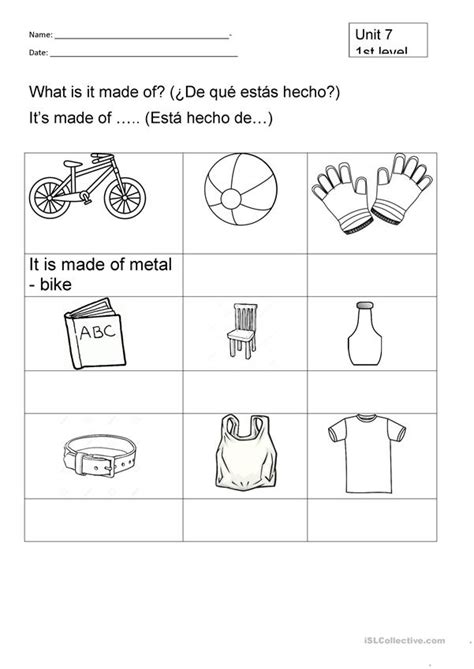science worksheets for grade 1 materials