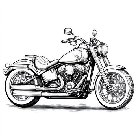 Classic Motorcycle Sketch Black And White Design Powerful Engine