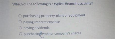 Solved Which Of The Following Is An Example Of An Operating Chegg