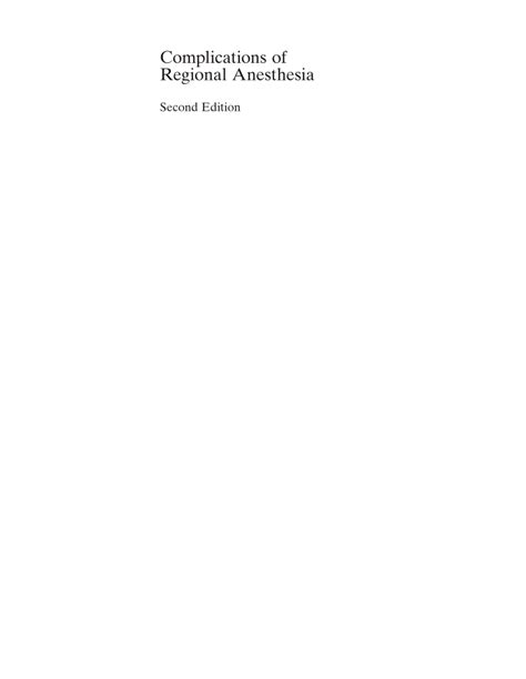 Pdf Complications Of Intravenous Regional Anesthesia