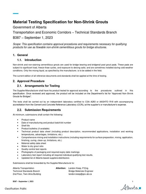 Non Shrink Grout Material Testing Pdf Concrete Cement