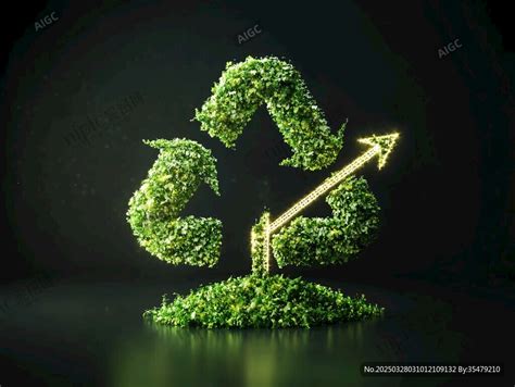 Ai创作图绿叶 回收标志 环保 箭头 植物 自然 生态 可持续 循环 绿色 造型 创意 素材 背景 能源 昵图网