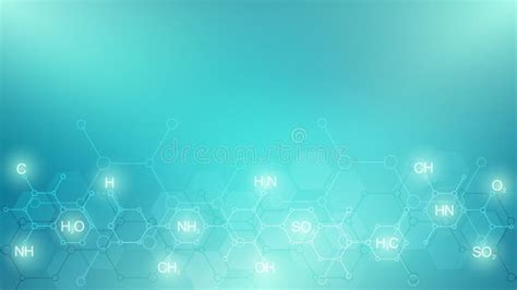 Abstract Chemistry Pattern On Green Background With Chemical Formulas