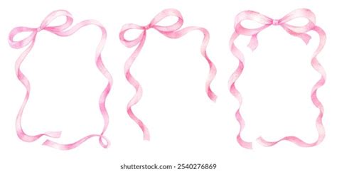 Watercolor Set Ribbon Frames Pink Bow Stock Illustration 2540276869 Shutterstock