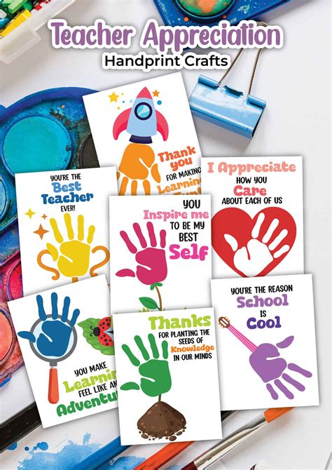 Teacher Appreciation Printables For Handprint Art Mess For Less