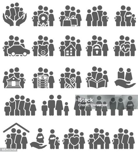 家庭的圖示集向量圖形及更多圖示圖片 圖示 家庭 兒童 Istock