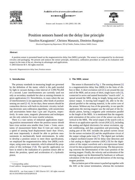 Pdf Position Sensors Based On The Delay Line Principle Dokumentips