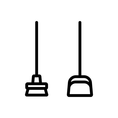 Dustpan And Broom Icon Vector Outline Illustration 9951344 Vector Art