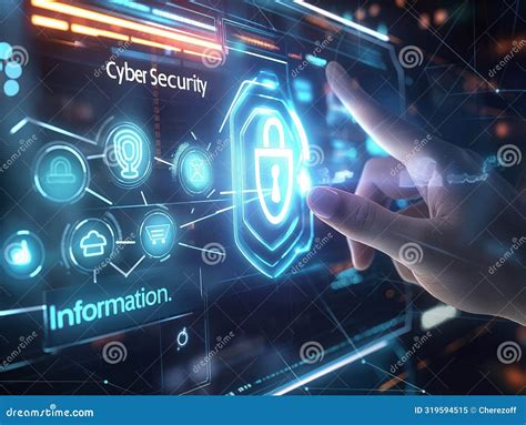 Hand Interacting With Cyber Security Interface Stock Illustration Illustration Of Display