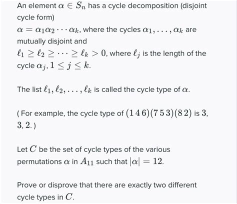 Solved An Element A E Sn Has A Cycle Decomposition Disjoint