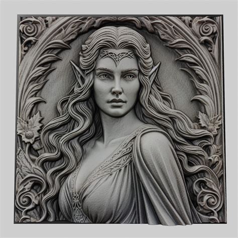 3d File Lord Of Rings Arwen 3d Printer Relief Medallion Stone Tablet
