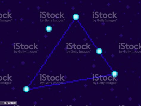 Triangulum Australe Constellation In Pixel Art Style 8bit Stars In The