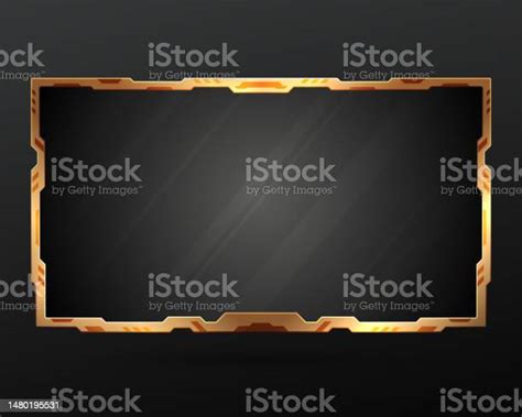 Golden Border Live Stream Overlay Futuristic Game Gui Screen Panel