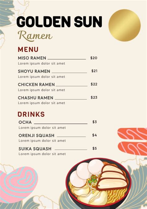 Copy Of Ramen Menu Postermywall