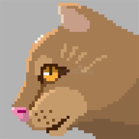 Illustration Pixel Art Cat Face Side Stock Vector Illustration Of