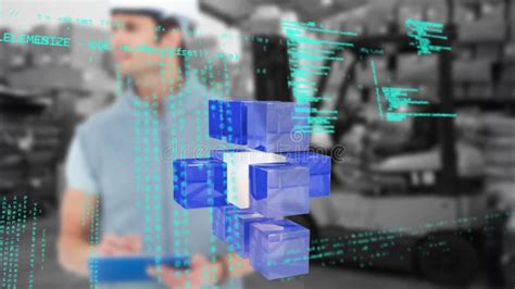 Animation Of Data Processing And Cubes Over Caucasian Male Worker In