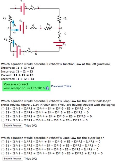 Solved Which Equation Would Describe Kirchhoffs Junction Law