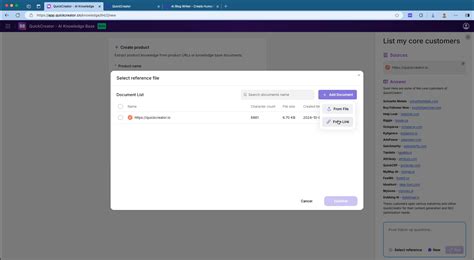Product Knowledge Quickcreator Help Center