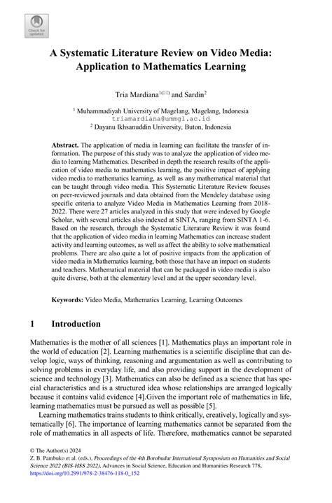 Pdf A Systematic Literature Review On Video Media Application To Mathematics Learning
