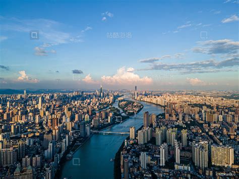 中国广东广州珠江两岸城市黄昏天际线航拍风光站酷海洛正版图片视频字体音乐素材交易平台站酷旗下品牌