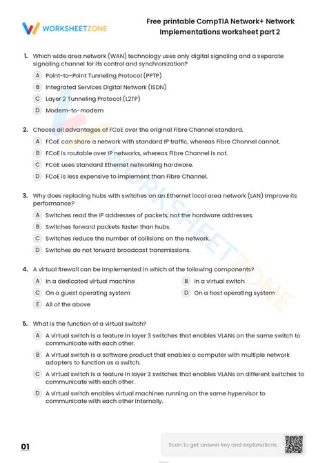 Free Printable Comptia Network Network Implementations Worksheet Part