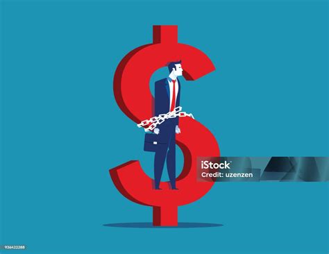 부채입니다 실업가 체인으로 묶여 컨셉 비즈니스 벡터 일러스트입니다 개념에 대한 스톡 벡터 아트 및 기타 이미지 개념 기업 재무와 산업 남자 Istock
