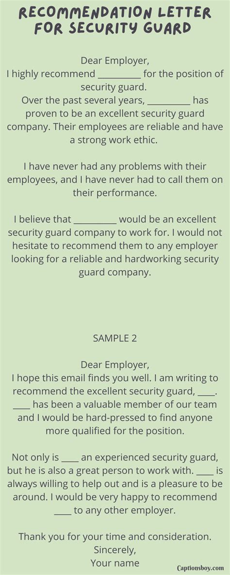Recommendation Letter For Security Guard 10 Samples