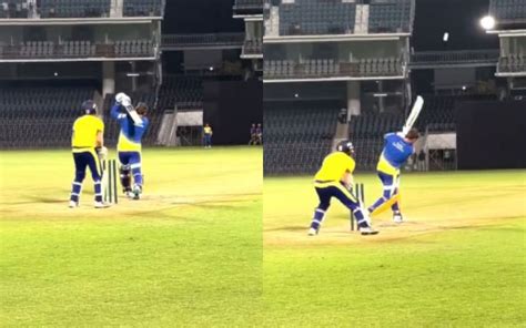 Ipl 2023 Ms Dhoni Smashes Towering Sixes During Training Session At