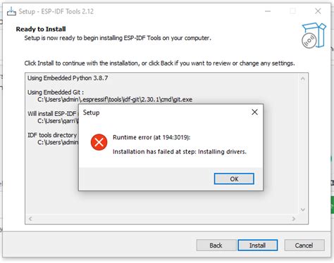 Installation Has Failed With Exit Code Issue Espressif Idf Installer GitHub