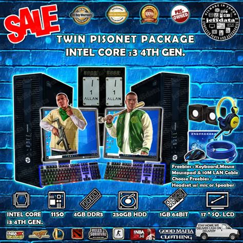 Twin Pisonet Package Intel I3 4th Gen 4gb Ddr3 250gb HDD Ass 1gb 64bit