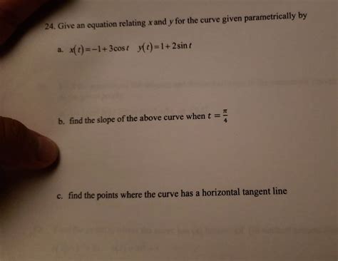 solved 24 give an equation relating x and y for the curve