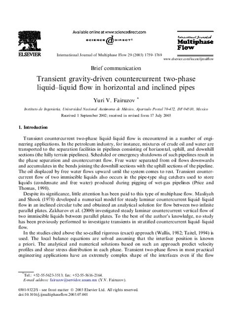 pdf transient gravity driven countercurrent two phase liquid liquid