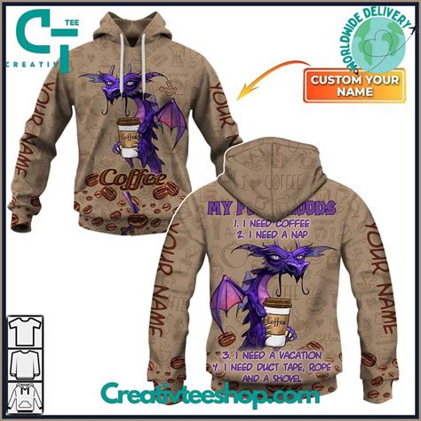 Coffee X Grumpy Dragon Personalized Brown Hoodie Creativteeshop