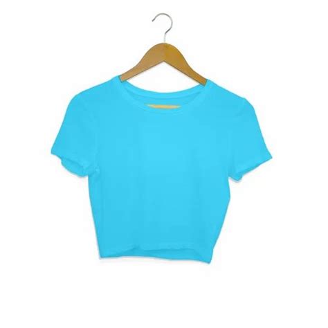 Sky Blue Plain Crop Top Fancy Crop Top Crop Top T Shirt क्रॉप टॉप