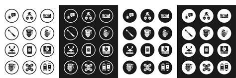 Set Robot Mars Rover Blueprint Low Battery Vector Image