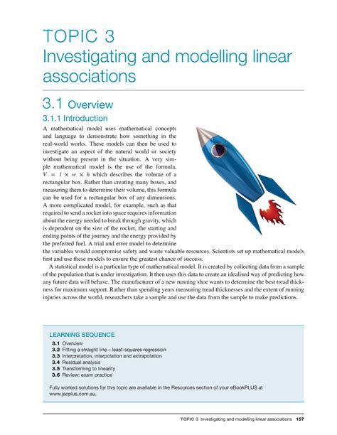 C03investigating And Modelling Linear Associations Topic 3 Investigating And Modelling Linear